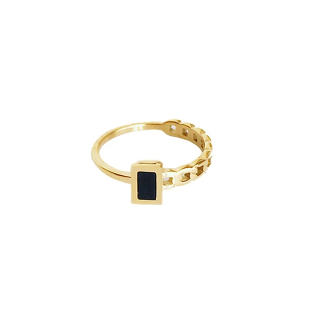 GOLD BLACK PLATE RING – VALEGIO